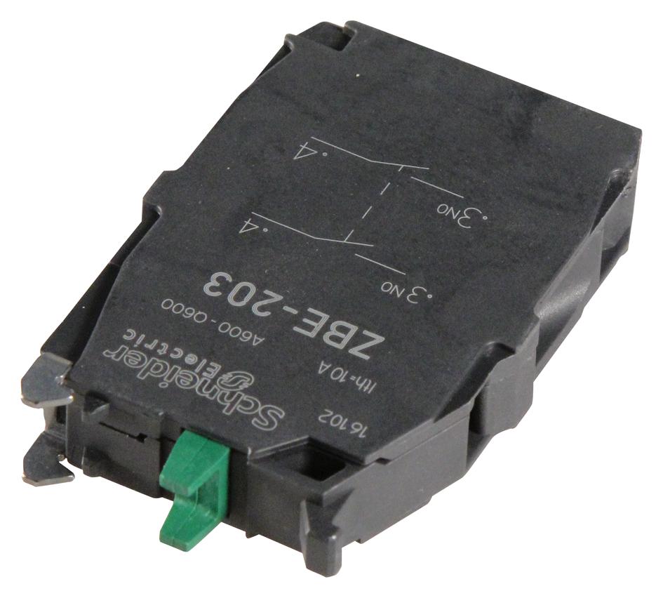 ZBE203 Schneider Electric, Contact Block, 2NO, 6 A | Farnell UK