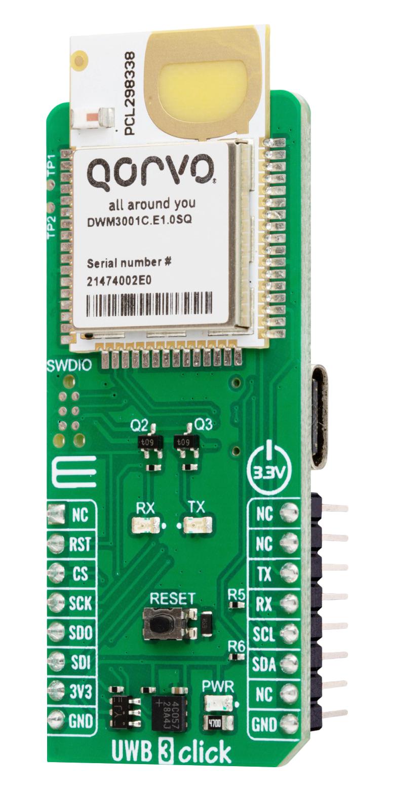 Mikroe 5898 Mikroelektronika Add On Board Uwb 3 Click Mikroe Mikrobus Compatible Development